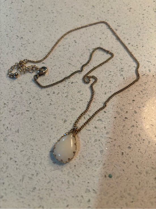 Jewelry | Gold Chain Necklace With White Teardrop Pendant | Poshmark